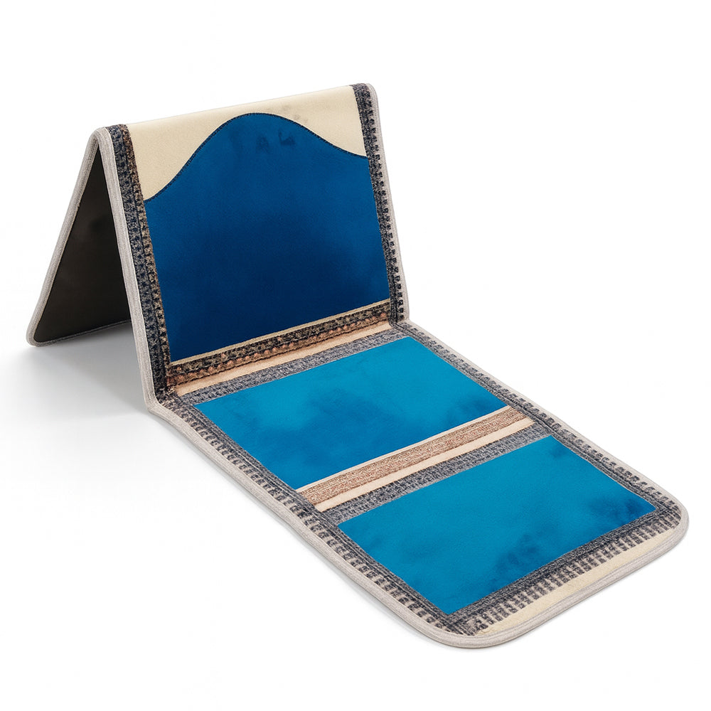 High Quality Foldeable Prayer Mat Teal & Brown | Amsons